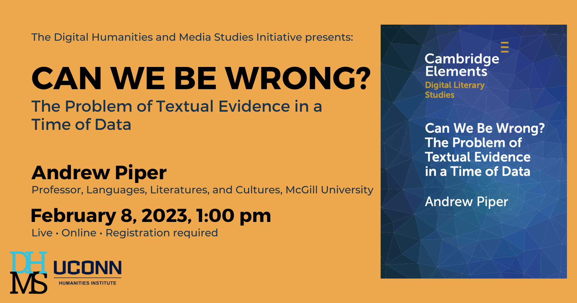 DHMS Presents: Andrew Piper on Textual Evidence in a Time of Data ...